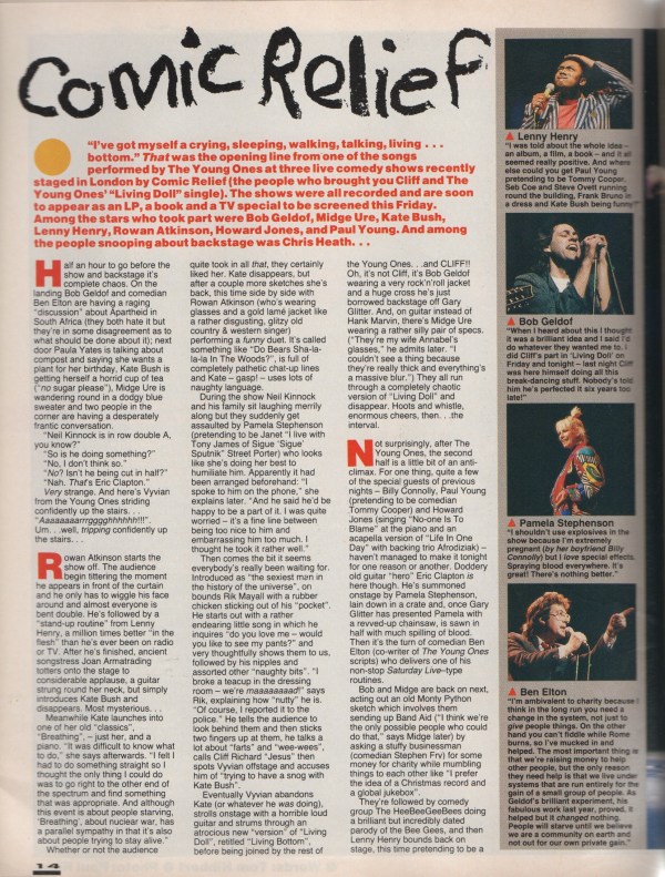 Comic Relief – Smash Hits 1986 – Rik Mayall Scrapbook