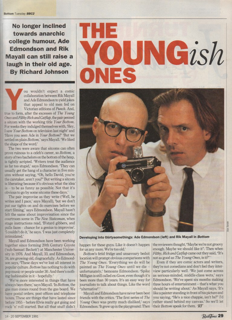The Youngish Ones – Radio Times 1991 – Rik Mayall Scrapbook
