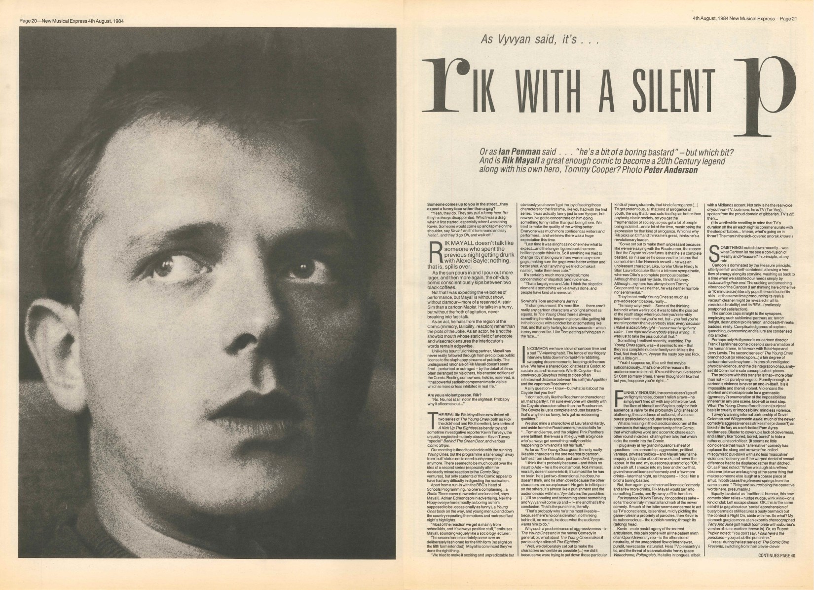 Rik with a Silent P – NME 1984 – Rik Mayall Scrapbook